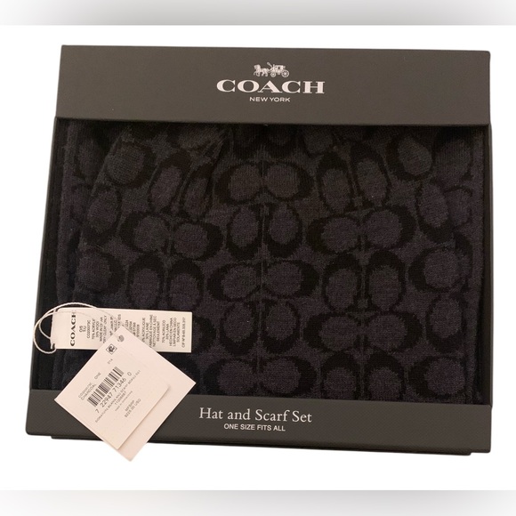Coach | Accessories | New Coach Signature Beanie Hat Scarf Boxed Gift ...